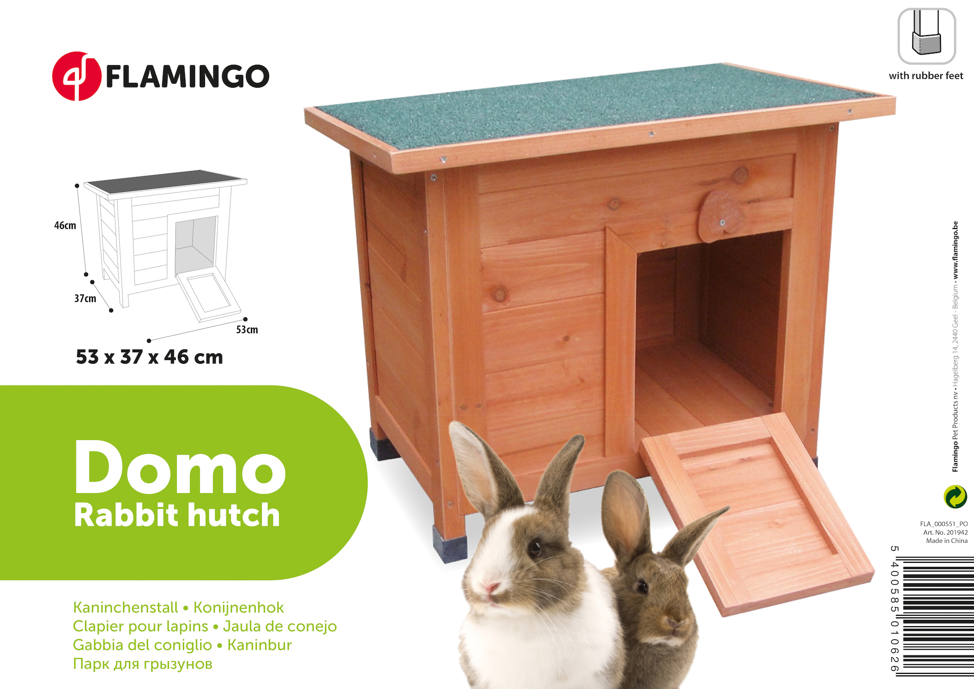 Rabbit hutch Domo Classic Brown | 201942 | Flamingo Pet Products