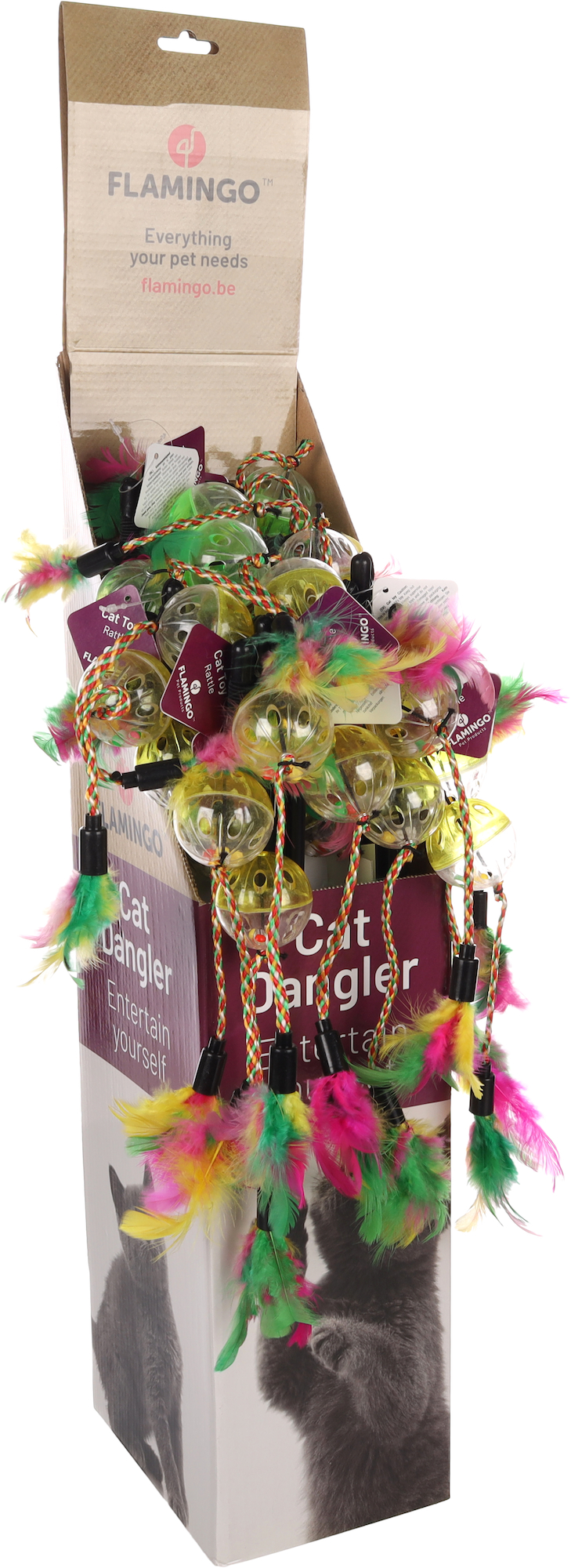 Toy Frizz Dangler with ball Multiple colours | 46244 | Flamingo Pet ...