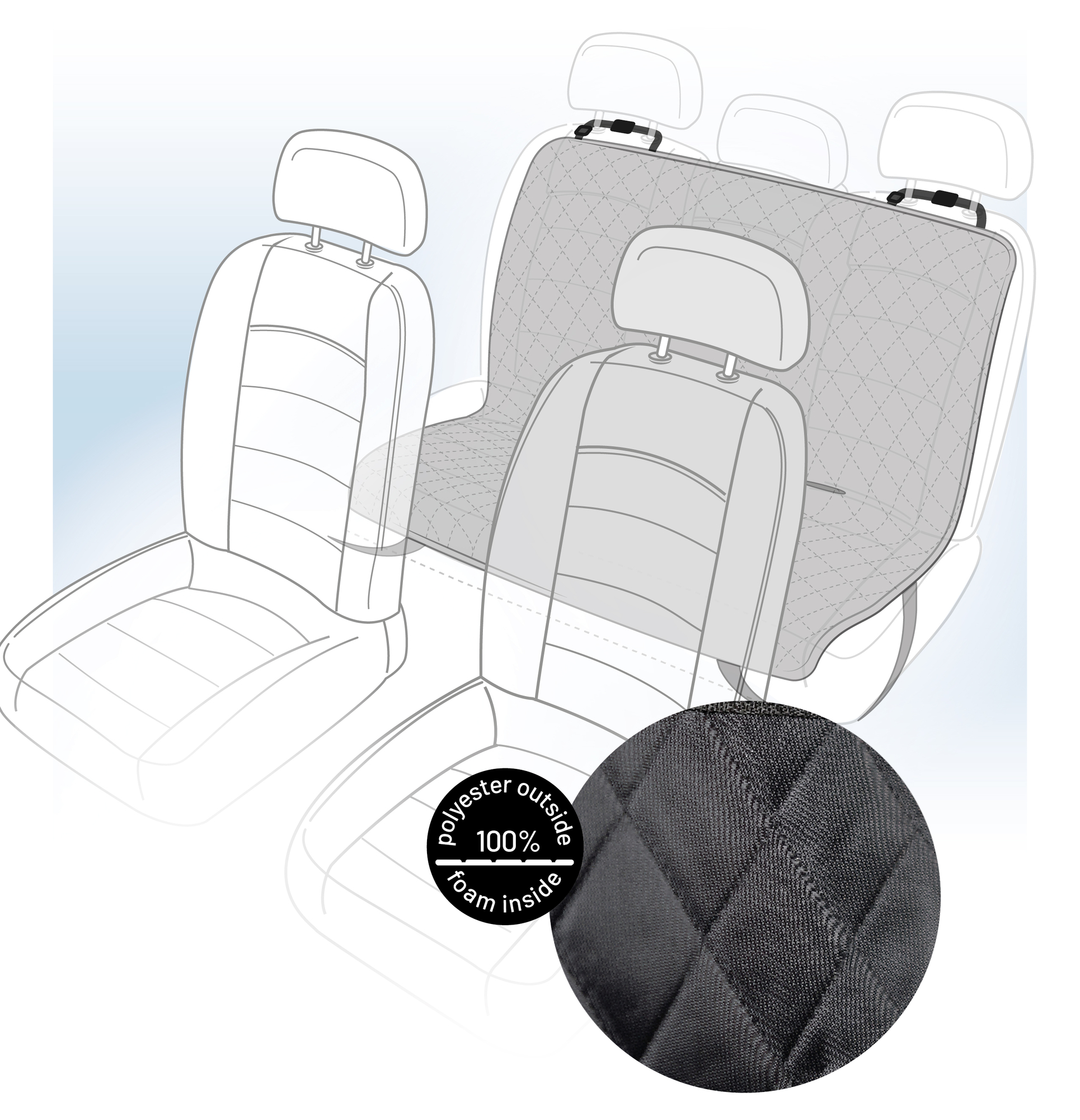 Car seat cover Kia Back seat Black 516147 Flamingo Pet Products