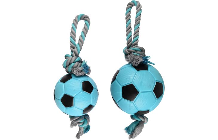 Toy Sporty Tug rope & Football Blue | 518064 | Flamingo Pet Products