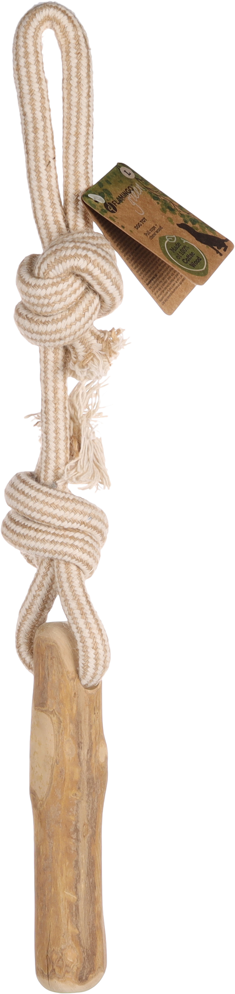 Toy Java Tug rope & Stick with 2 knots Light brown | 522308 | Flamingo ...