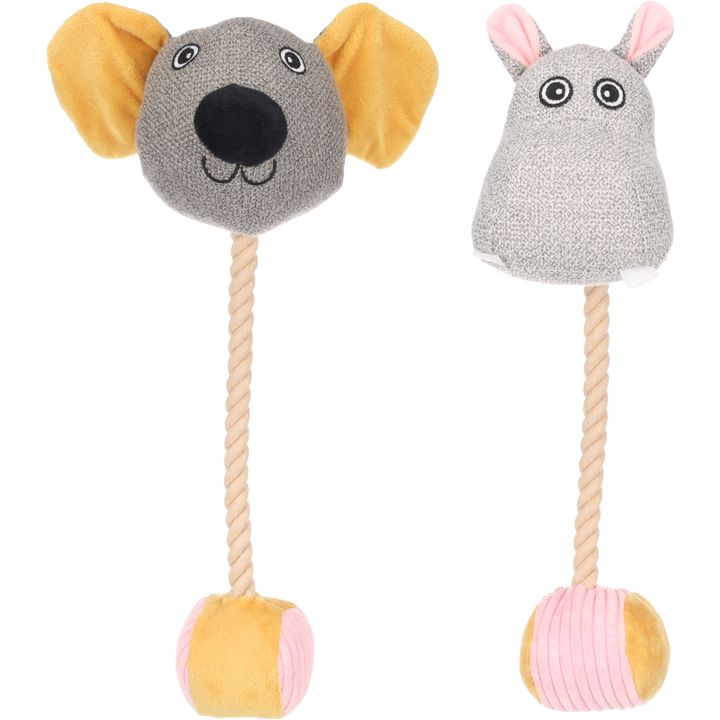 Toy Puppy Felsy Mouse & Hippopotamus with ball with rope Multiple ...