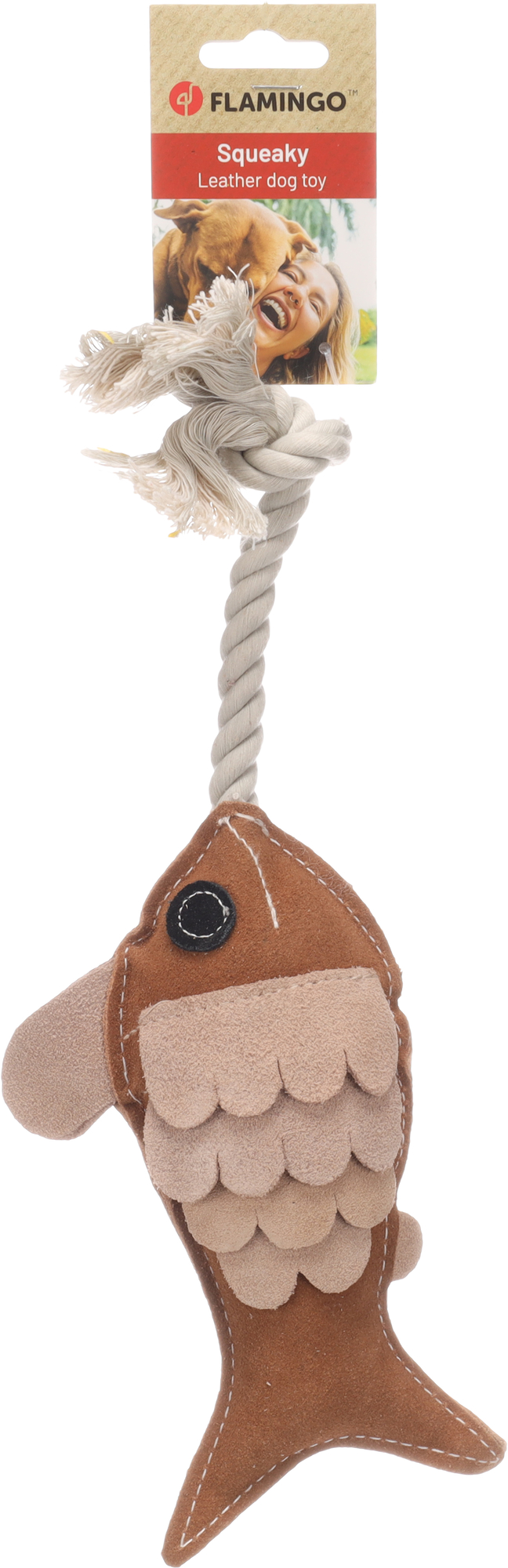 Toy Swa Fish with rope Brown | 523986 | Flamingo Pet Products