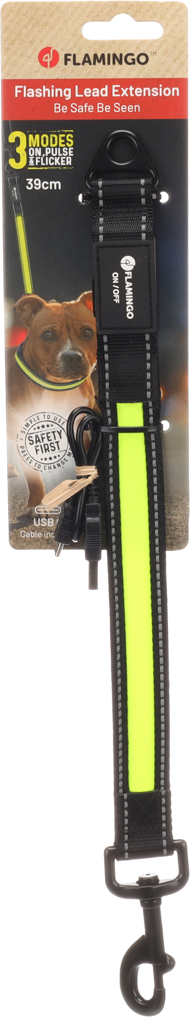 Extension piece for leash Flitzy Black & Yellow | 524041 | Flamingo Pet ...