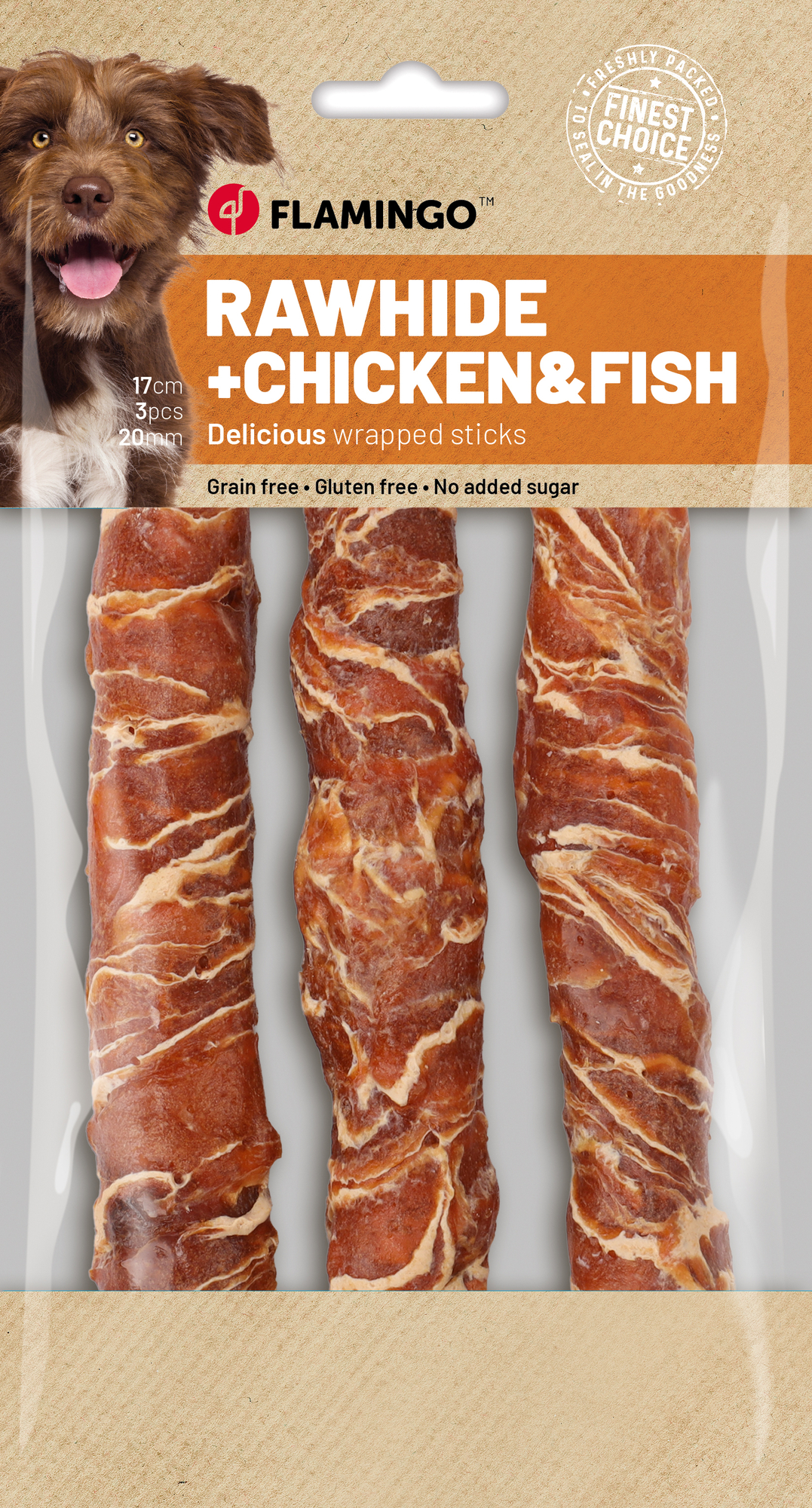 Snack R'Hide Staaf met kip & met kabeljauw 17cm 51g / 3 st 155g | 524942 | Flamingo Pet Products