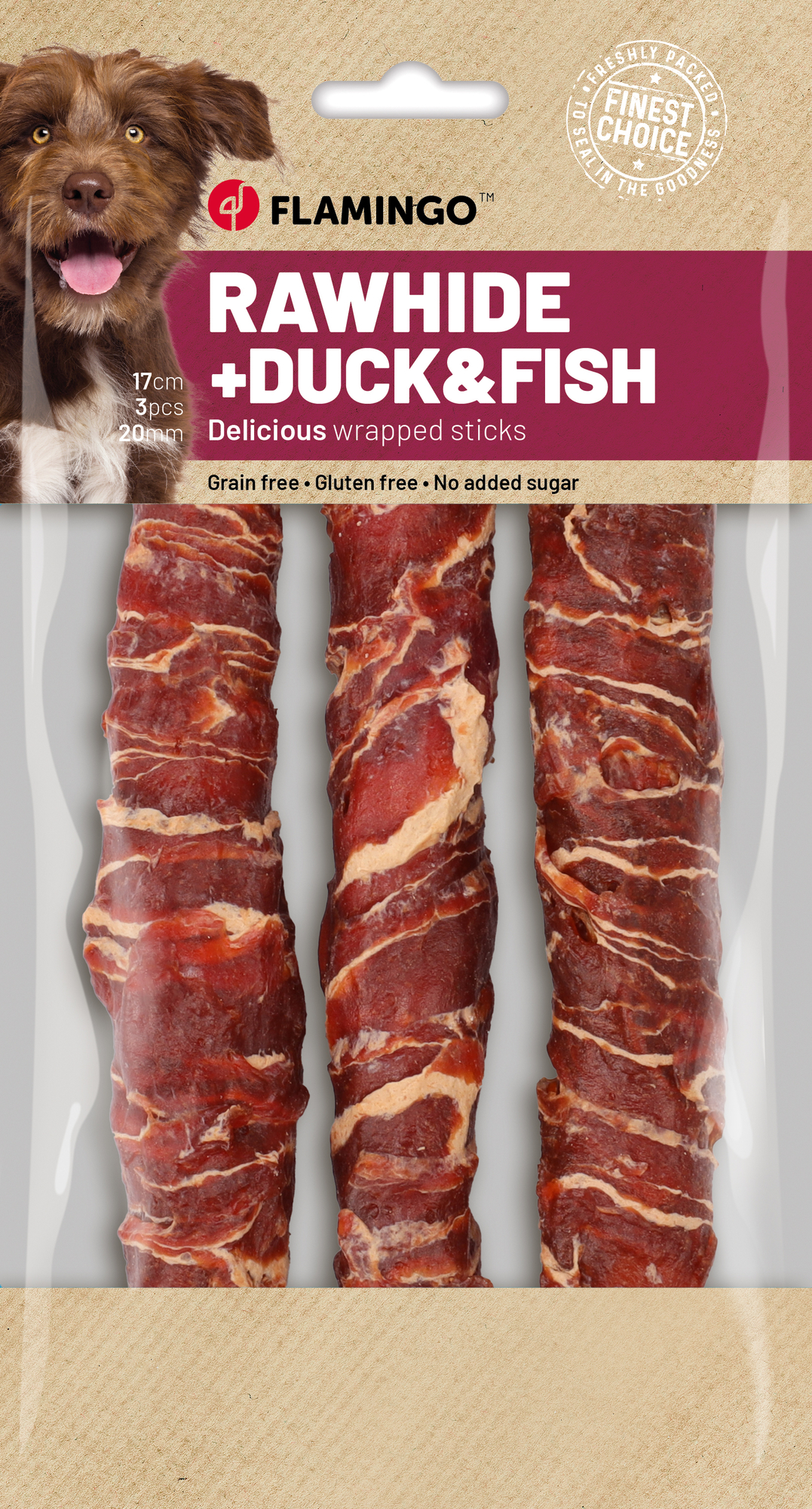 Snacks R'Hide Stick with duck & with cod 17cm 51g / 3 pcs 155g | 524950 | Flamingo Pet Products