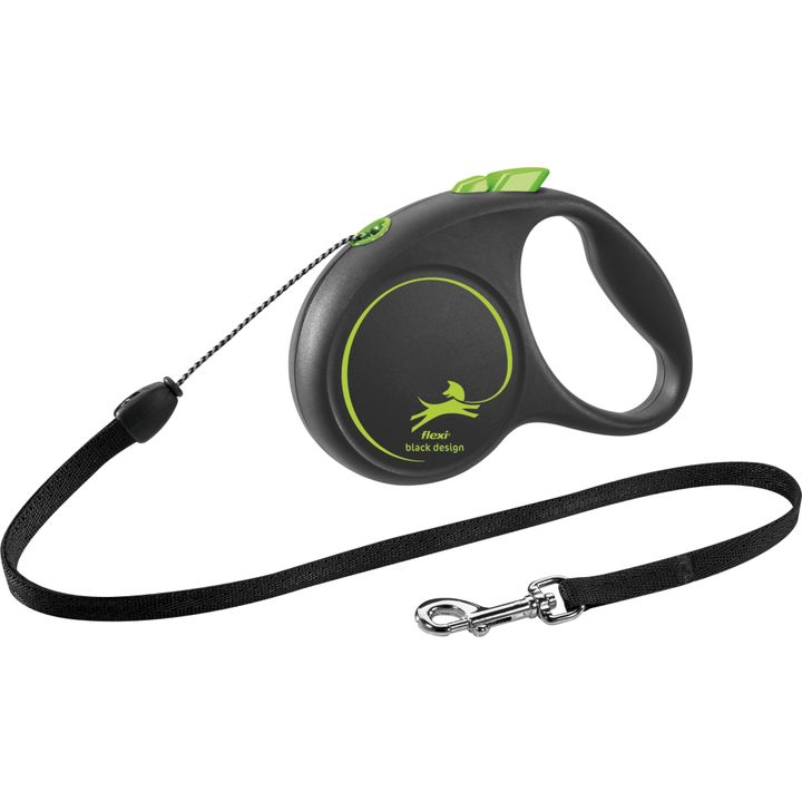 Flexi Retractable leash Black Design Cord Black Green | 525238 ...