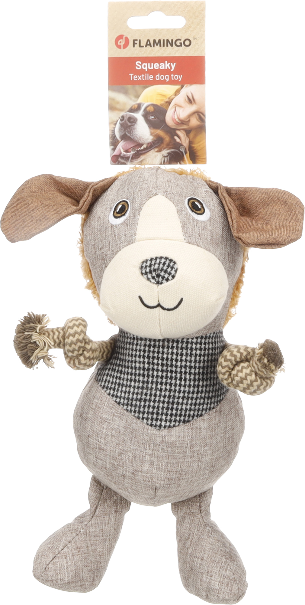 Toy Libar Dog with rope Brown | 525787 | Flamingo Pet Products