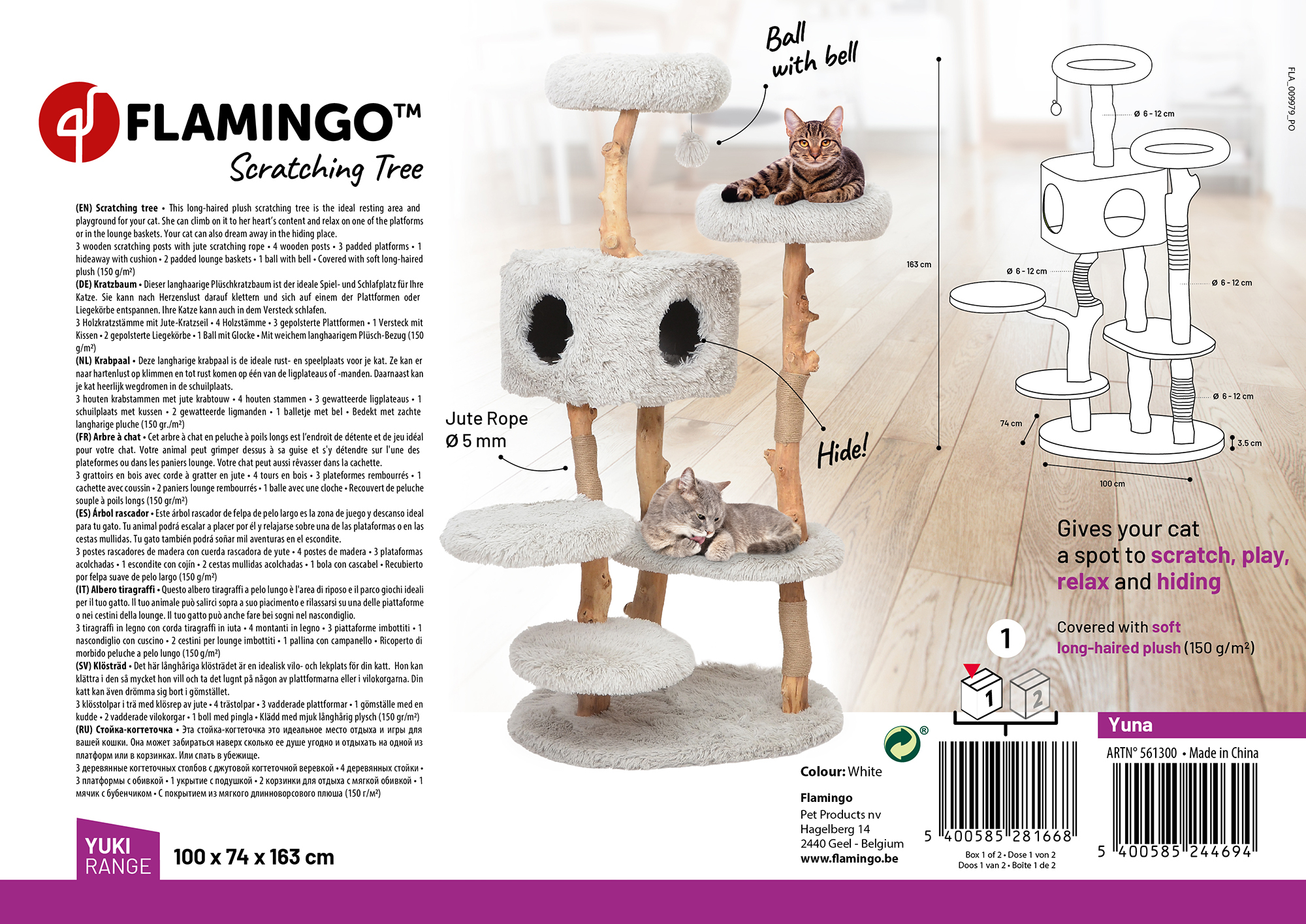 Scratching tree Yuna White | 561300 | Flamingo Pet Products