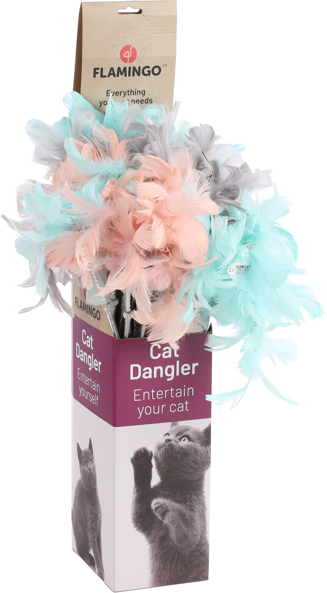 Toy Bovee Dangler with pompom Multiple colours | 561521 | Flamingo Pet ...